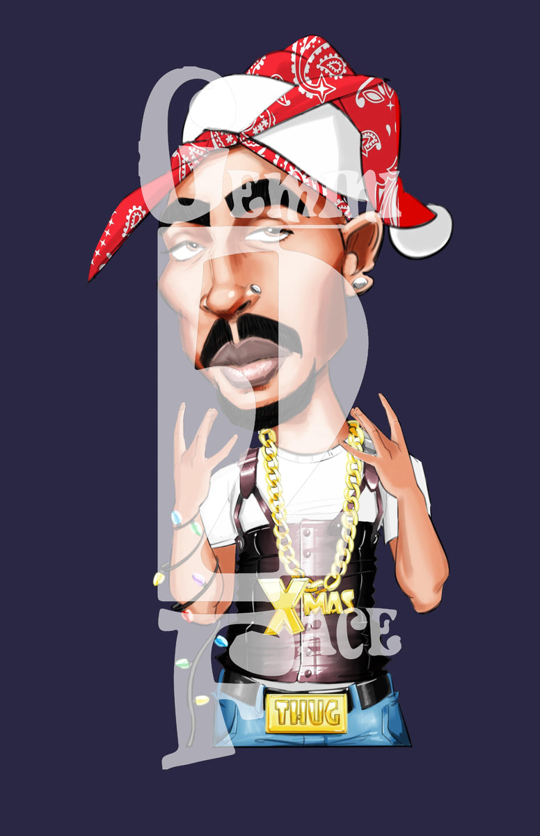 Tupac Christmas w/o background (exclusive) PNG – Gemini2face Art E-Store